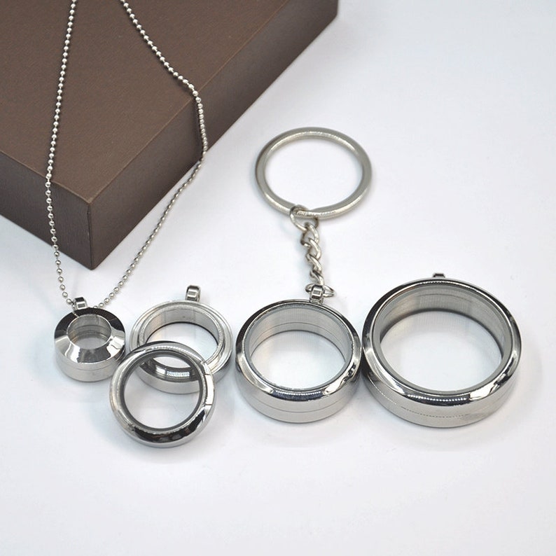 Stainless Steel Glass Locket With 7 Chakra Beads Keychain,diy Jewelry ...