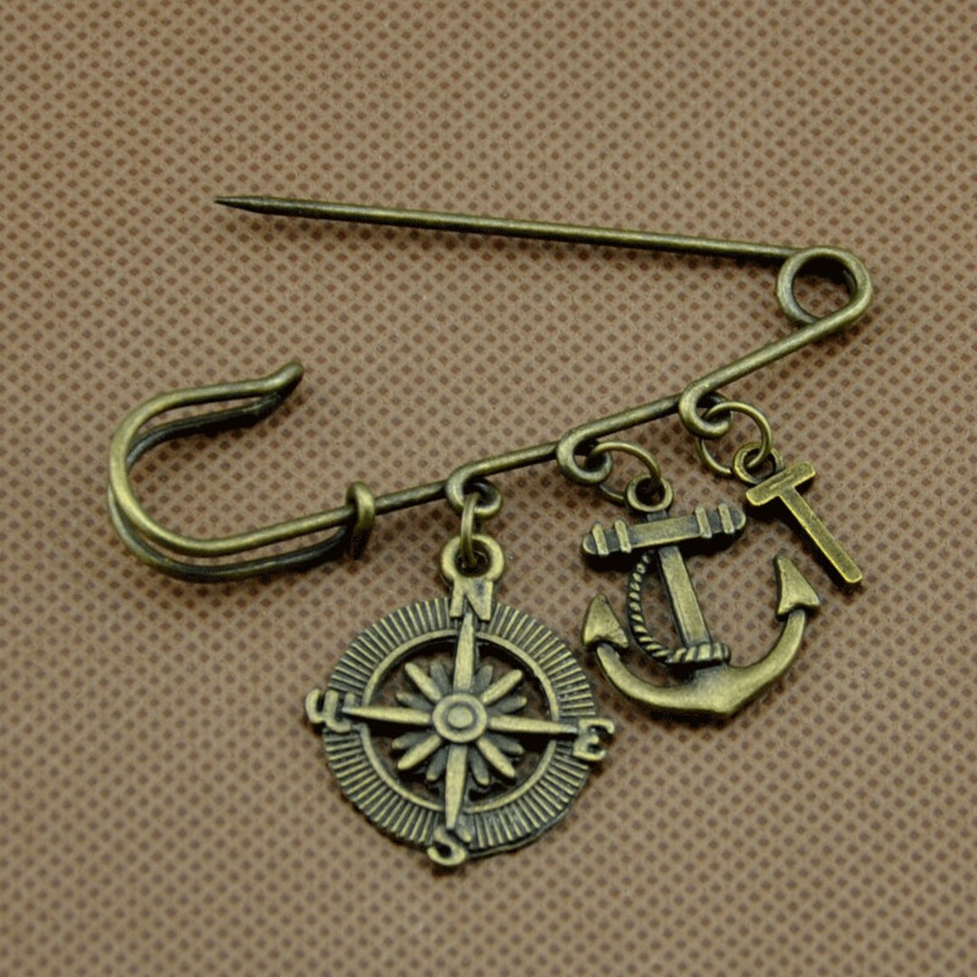 Compass Anchor Safety Pinscompass Safety Pinsnautical Safety - Etsy