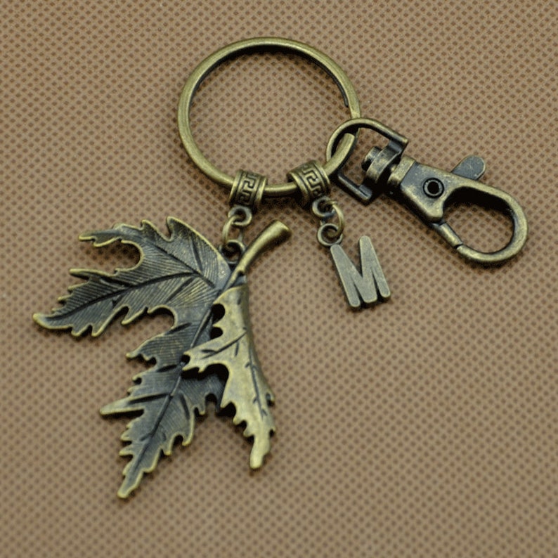 Maple Leaf Keychain LARGE Leaf Keyring Personalized Keychain | Etsy
