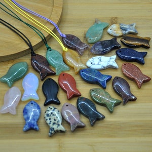 Carved Gemstone Fish Necklace，gemstone Fish for DIY Jewelry Making ...