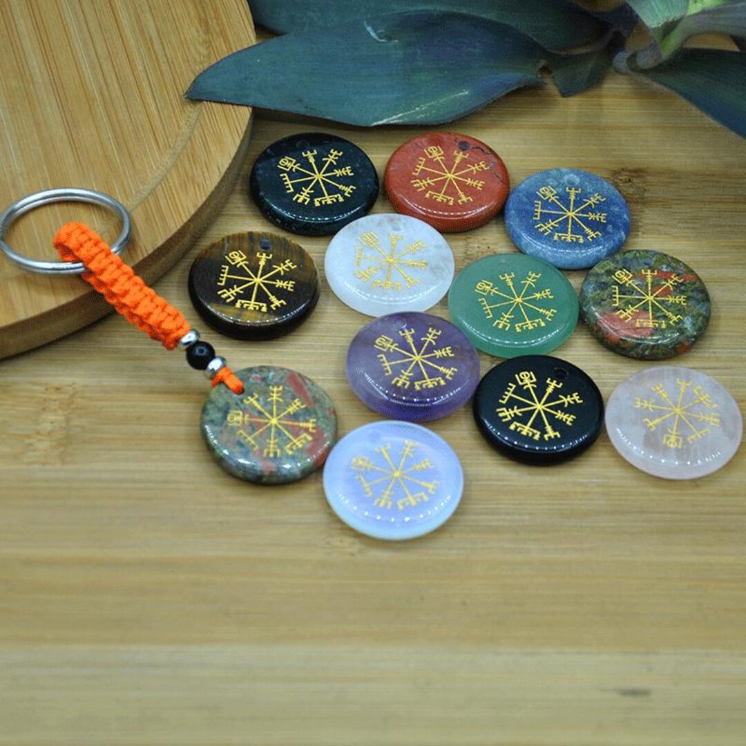 Carved Gemstone Viking Compas Key Chain，gemstone Compas for DIY Jewelry ...