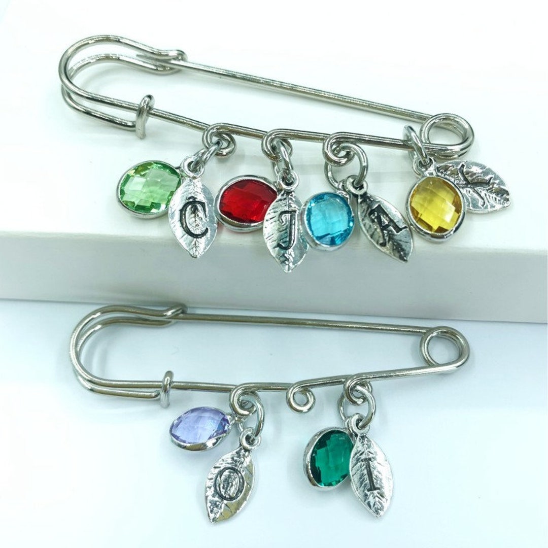 Personalized Birthstone Safety Pins，custom Cute Safety Pins for Girl ...