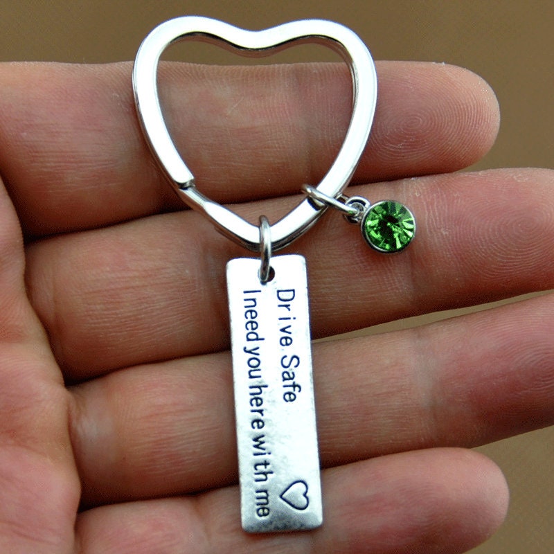 Drive Safe Key Ringcustomizable Keychain With Birthstone | Etsy