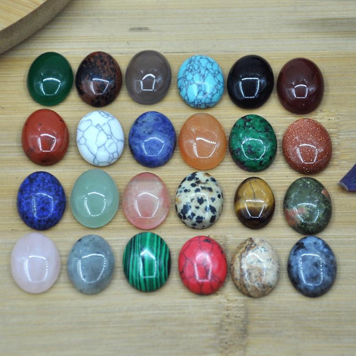 15x20mm Oval Natural Semi Precious Stone Cabochon Beads，oval Flatback ...