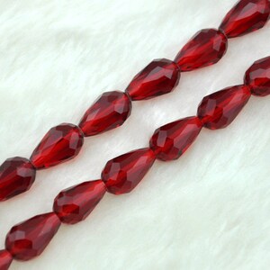 Christmas - 20pcs 10x15mm Dark Red Teardrop Crystal Beads Center ...