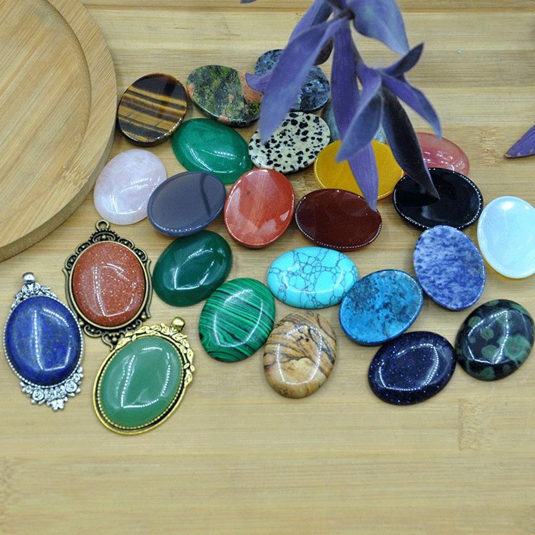 30x40mm Gemstone Crystal Oval Flatback CAB Cabochon，oval Gemstone CAB ...