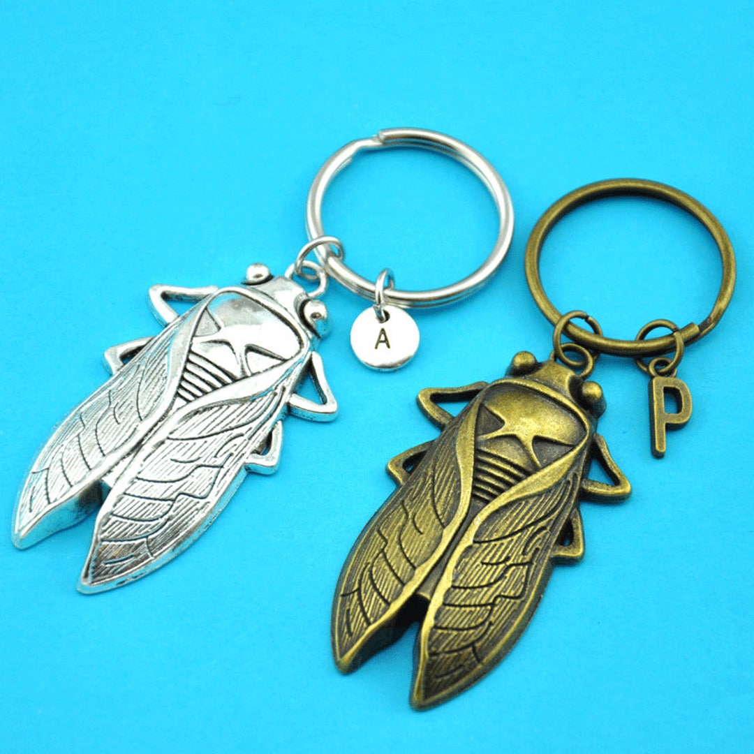 Cicada Keychain 1pc Vintage Punk Style Cicada Key Chain Silver and ...