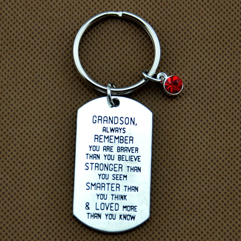 Grandson You Are Braver Smarter Keychain, Grandson Key Chain ,gift From ...