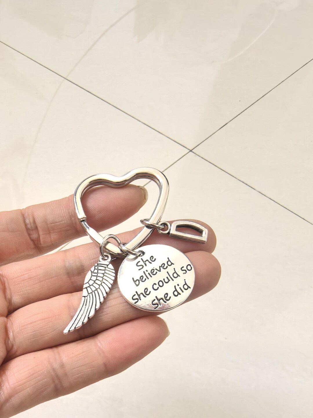 She Believed She Could so She Did Keychain, Custom Keychain, Custom Key ...