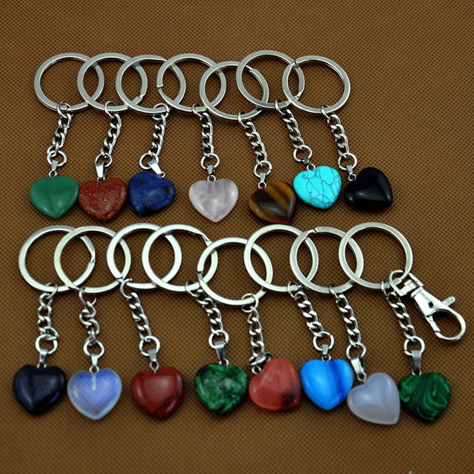 Heart Shaped Key Chain Gemstone Key Chaincrystal Keychain - Etsy