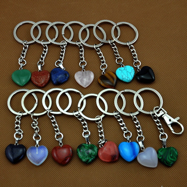 Heart Shaped Key Chain Gemstone Key Chaincrystal Keychain - Etsy