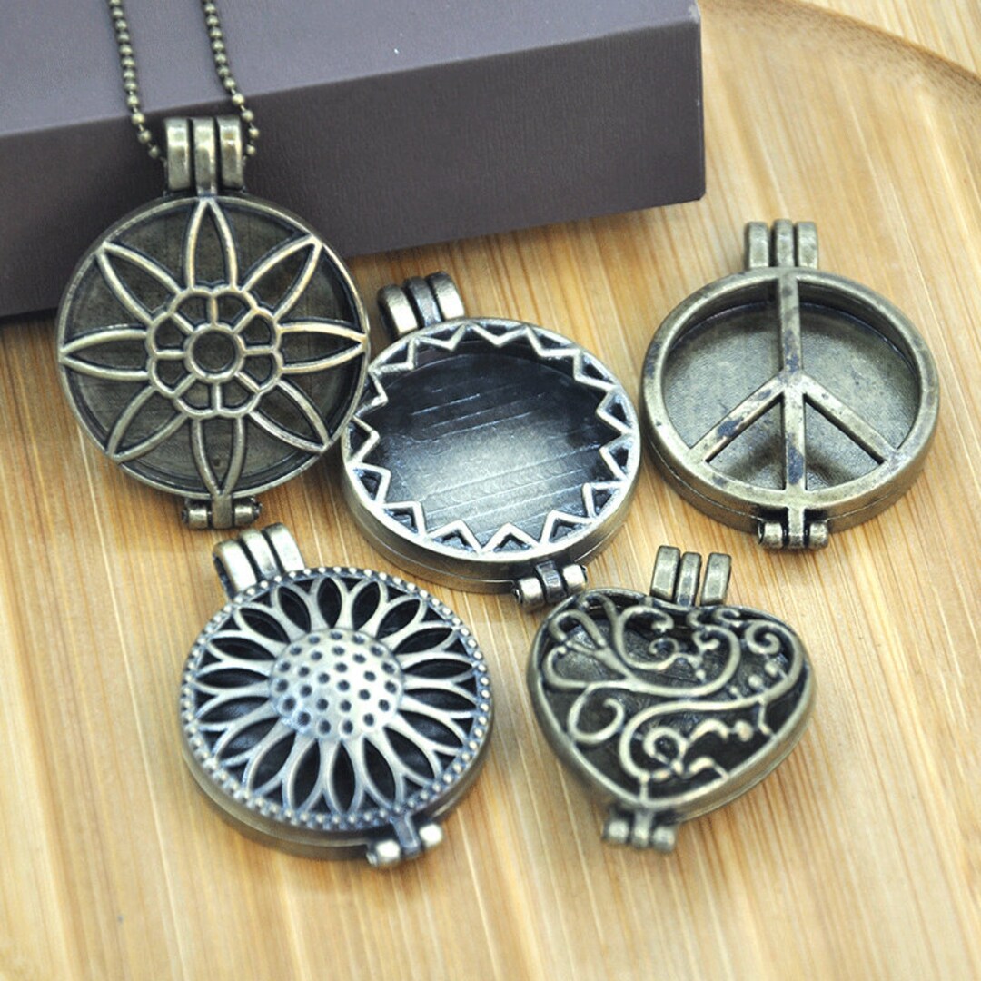 Antique Bronze Wish Box Pendant，locket Pendant Necklace, Lockets，memory ...