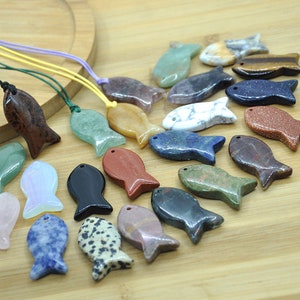 Carved Gemstone Fish Necklace，gemstone Fish for DIY Jewelry Making ...