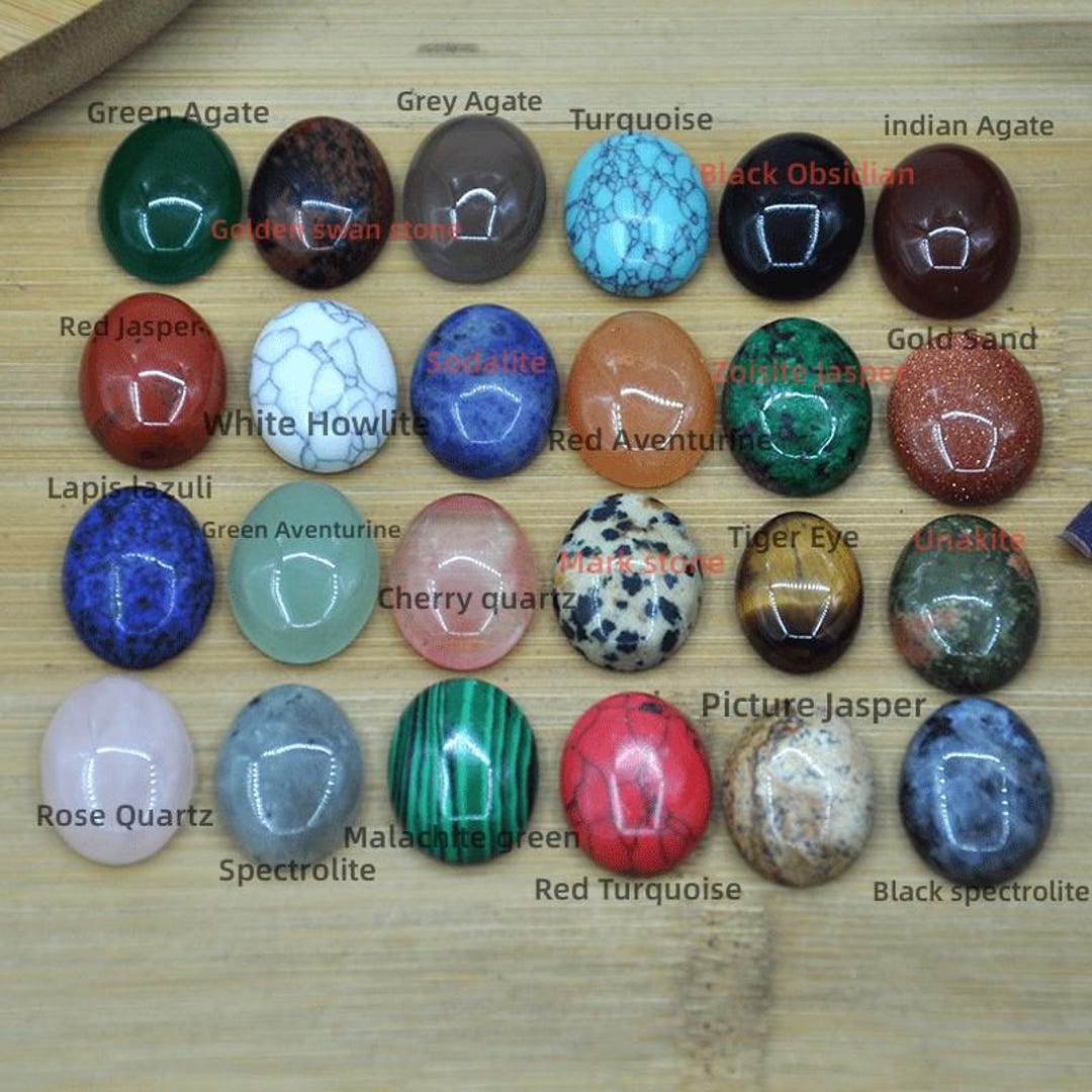 15x20mm Oval Natural Semi Precious Stone Cabochon Beads，oval Flatback ...