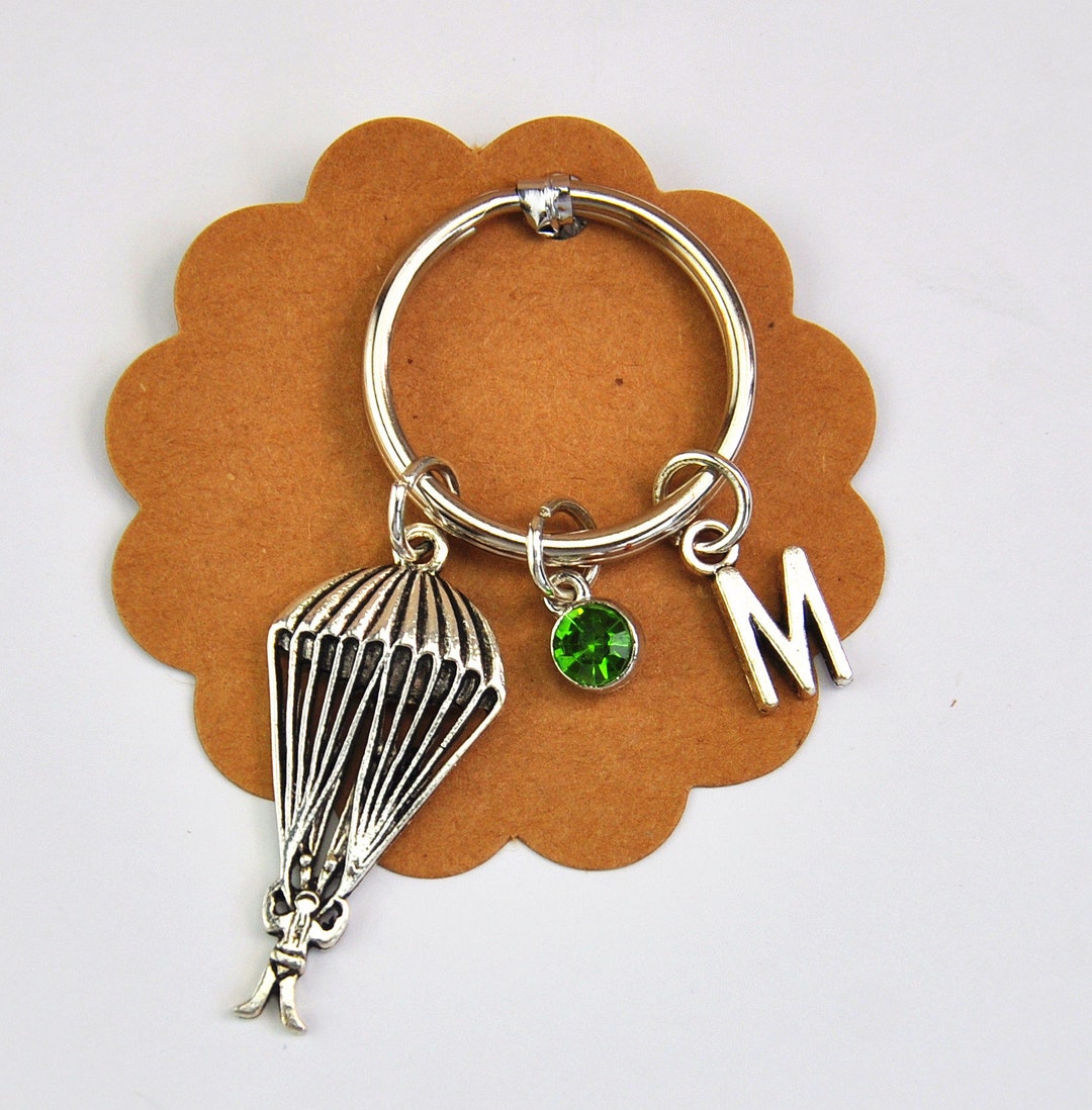 Parachuter Initial Keychain-parachute Jewelry-paratrooper Jewelry ...