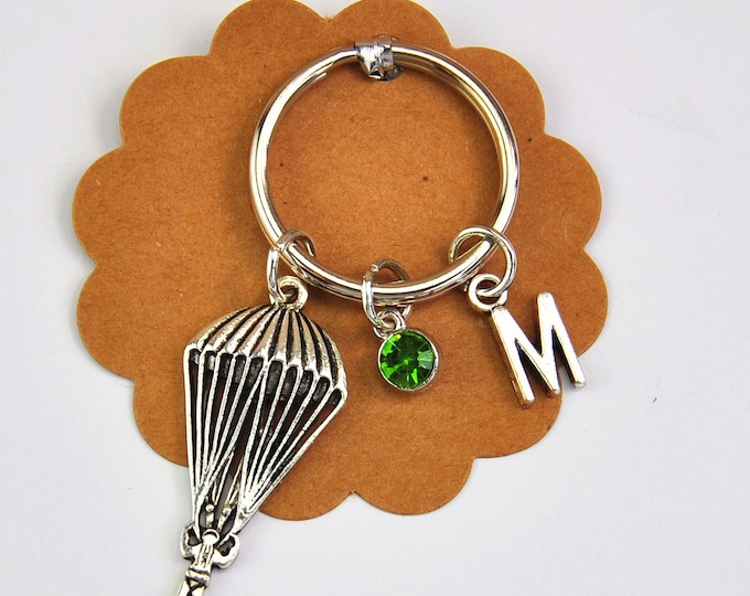 Parachuter Initial Keychain-parachute Jewelry-paratrooper Jewelry ...