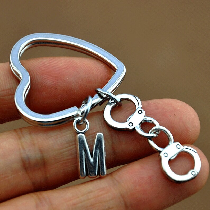 Handcuffs Keychain Handcuffs Key Ring Hand Cuffs Initial | Etsy