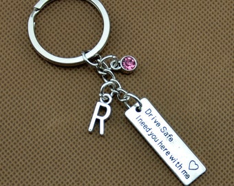 Drive Safe Key Ringcustomizable Keychain With Birthstone | Etsy