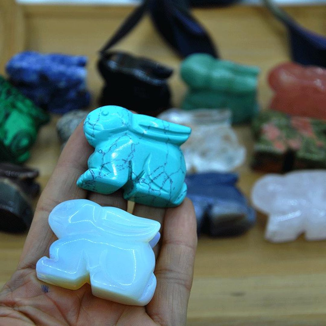 2'' Nature Crystal Rabbit Carving,hand Carved Gemstone Rabbit Carving ...