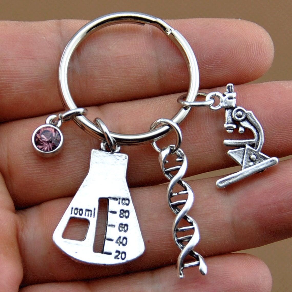 DNA Keychain Microscope Keychain Biologist Key Chain | Etsy