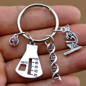 DNA Keychain, Microscope Keychain, Biologist Key Chain, Scientist ...