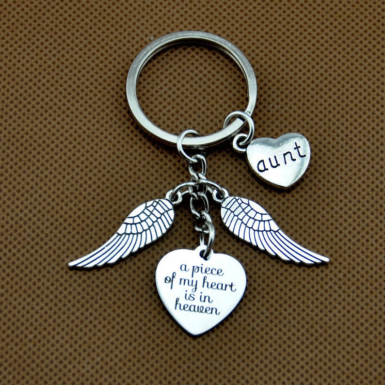 Angel Wing Keychain, Memorial Key Chain, A Piece of My Heart is in ...