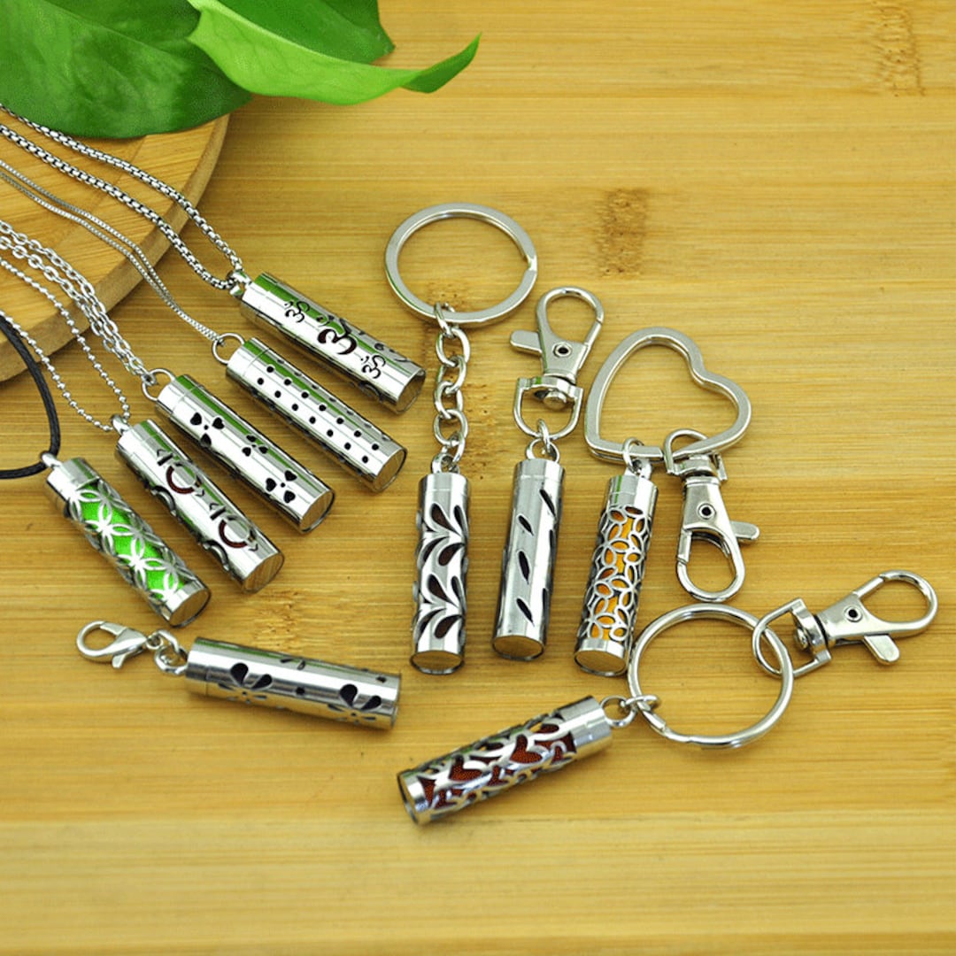Aromatherapy Locket Necklace/keychain,cylinder Shape Stainless Steel ...