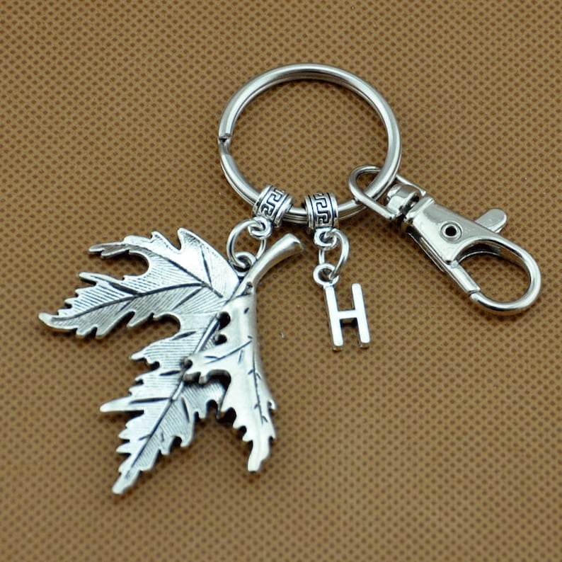 Maple Leaf Keychain LARGE Leaf Keyring Personalized Keychain | Etsy