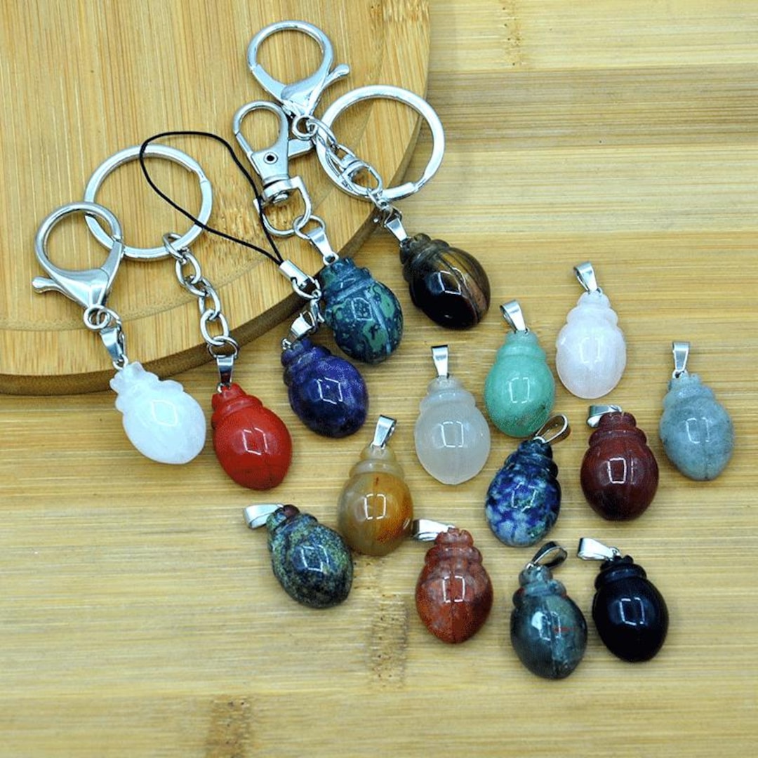 Beetle Carving Keychain，crystal Beetle Energy Keychain，crystal Gift for ...