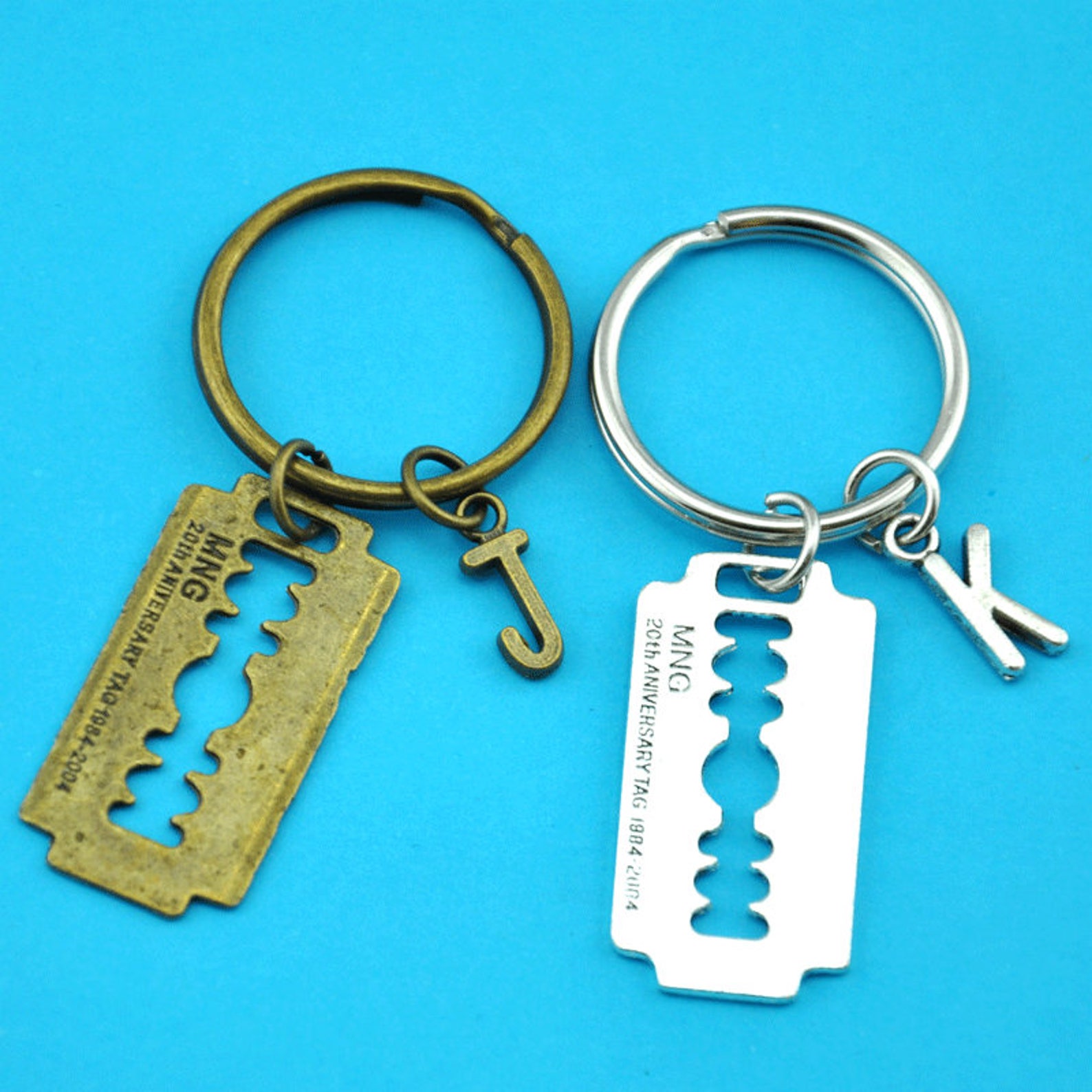 Retro Punk Razor Blade Letter Key Ring Best Friend Key Chain Lover ...