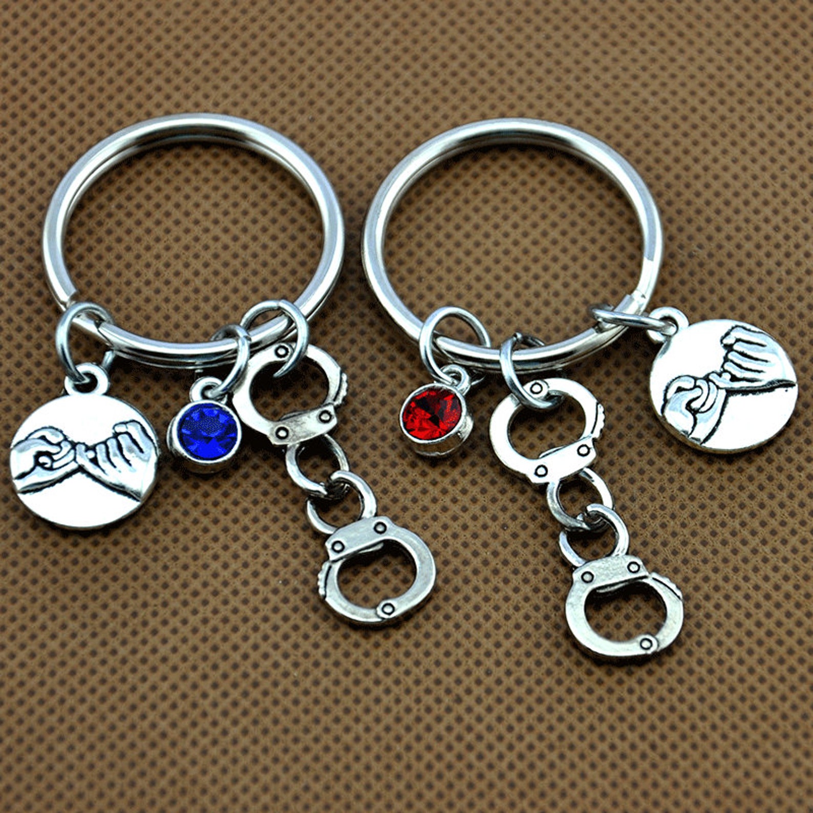 Handcuffs Keychain Pinkie Swear Keychain Birthstone Keychain | Etsy