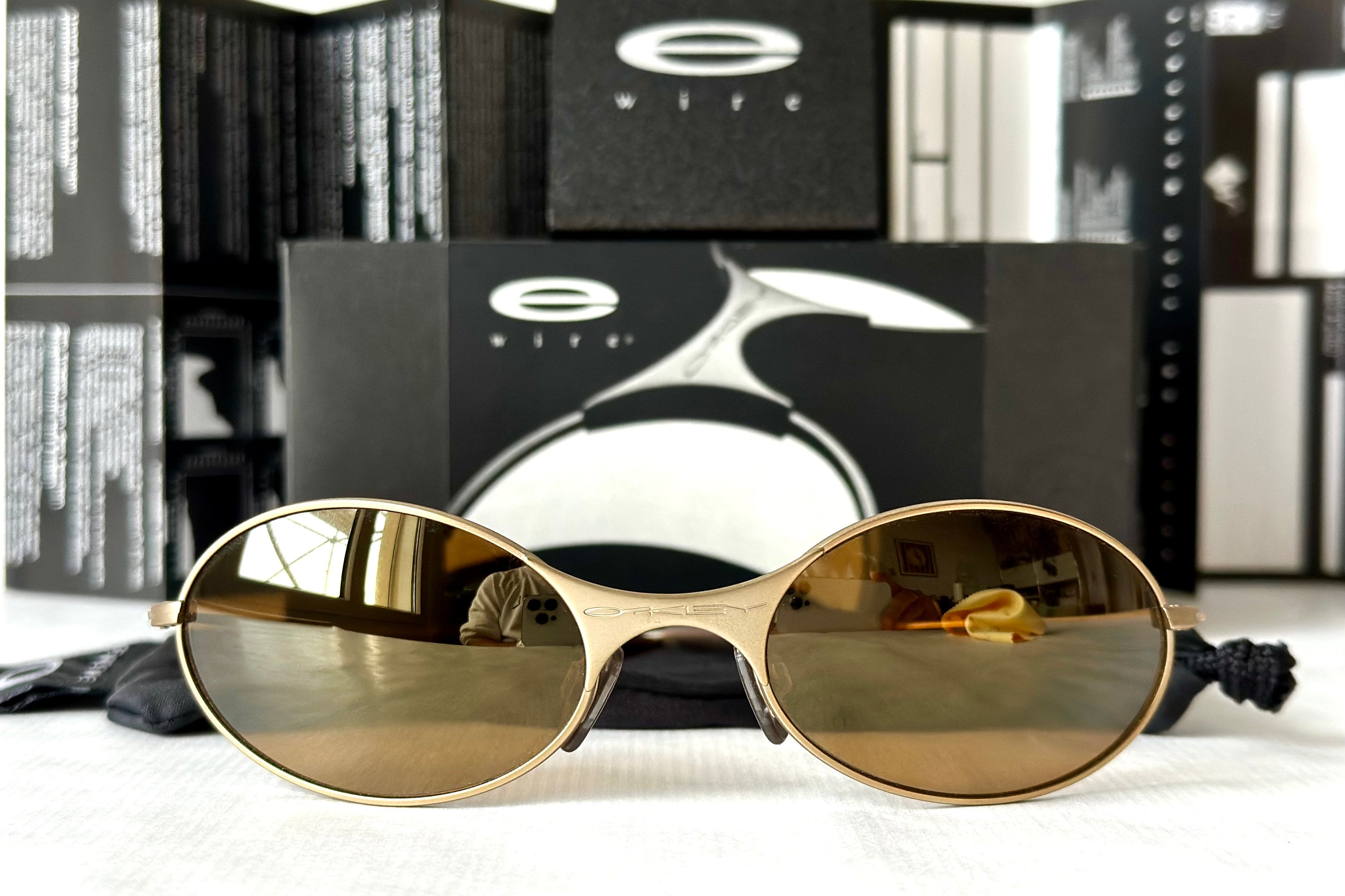 Vintage Oakley E Wire® Gold Iridium Sunglasses Full Set Including ...
