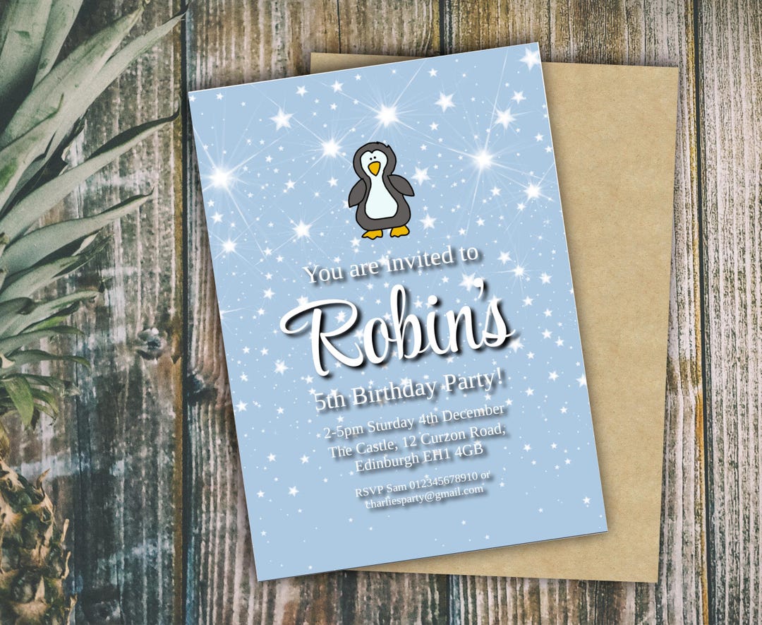 Penguin Editable Party Invitation. Printable and Editable Party ...
