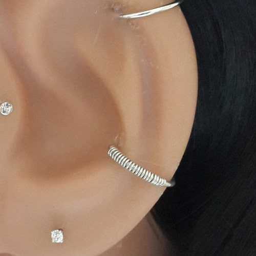 Sterling Silver Conch Piercinghoop Ring Piercing Conch - Etsy