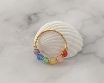 Gold Rainbow Clicker 1.2mm (16ga) Suitable for Septum, Daith, Rook, Conch, Helix, Cartilage 16g ...