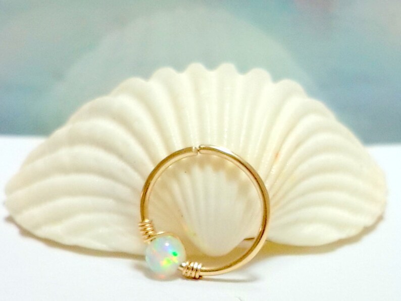White Opal Septum Ringsilver Septum Piercing16g 18G 20G 22G - Etsy