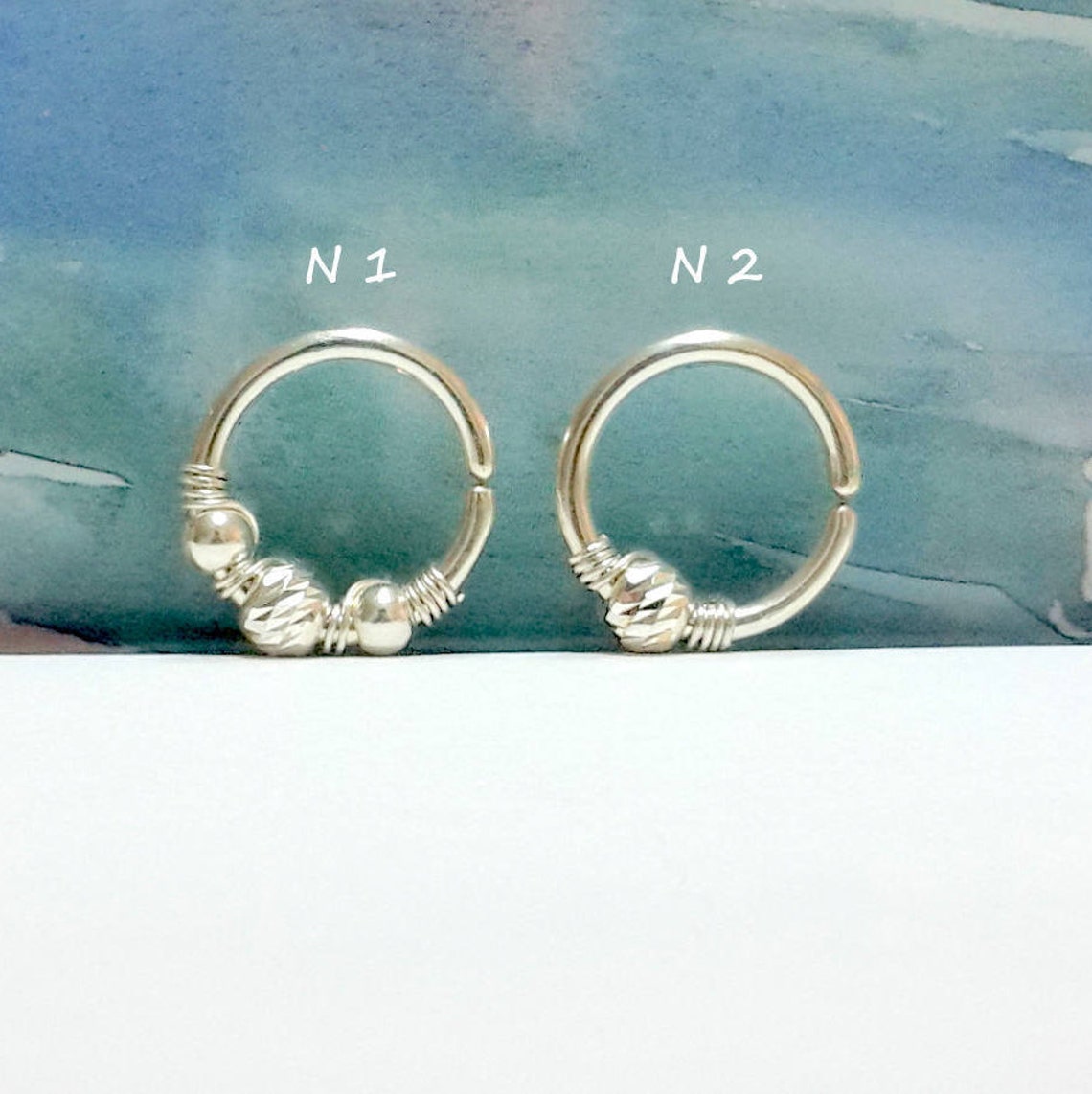 14g 16g 18g Septum Piercing Beaded Septum Ring Silver - Etsy