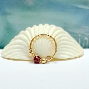 Natural Red Garnet Conch Piercing, Garnet 3-3.5mm Bead,gold Conch Ring ...