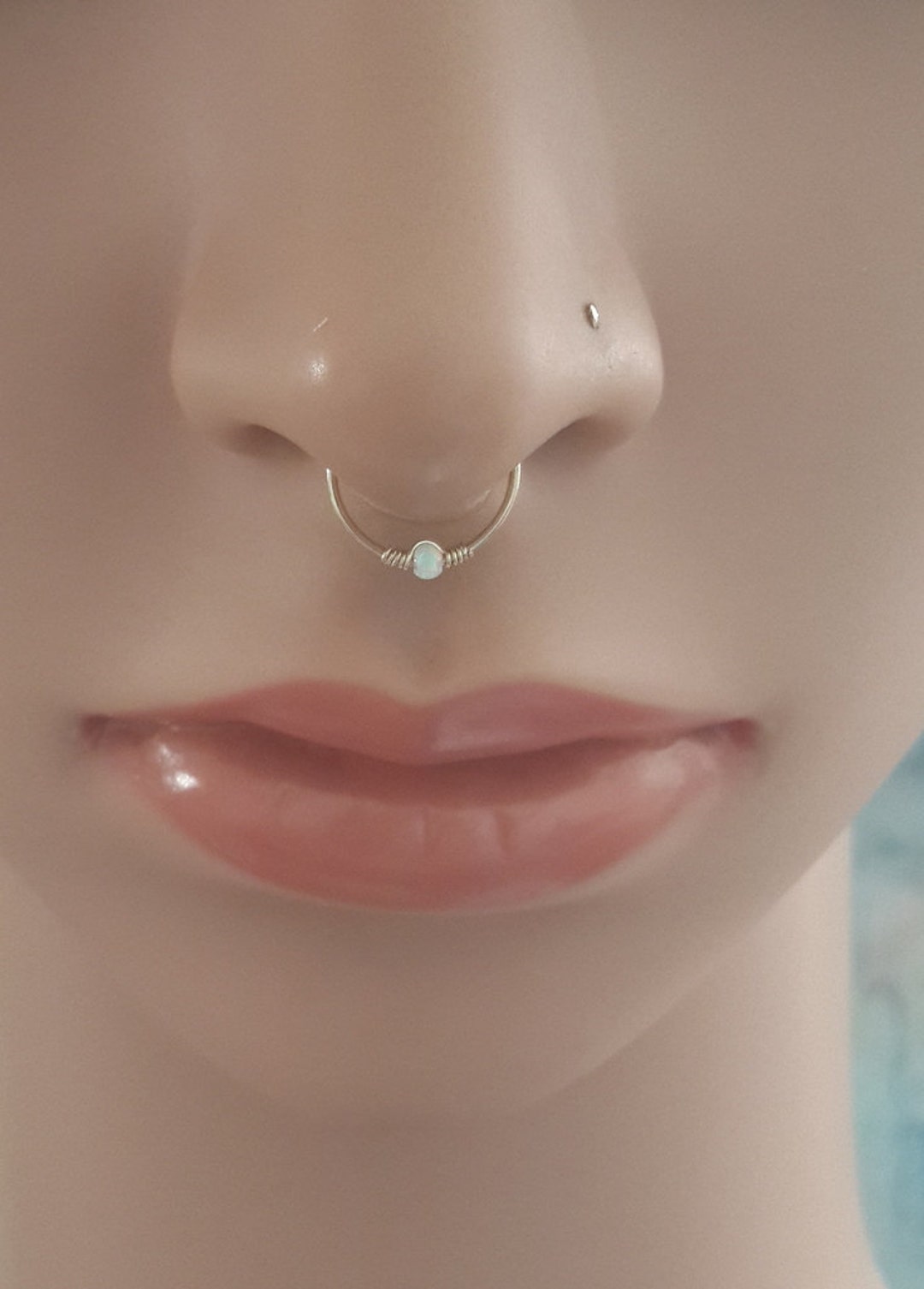 White Opal 2mm Septum Ring, Nose Piercing,20 - 22 Gauge, 6 - 10mm Inner ...