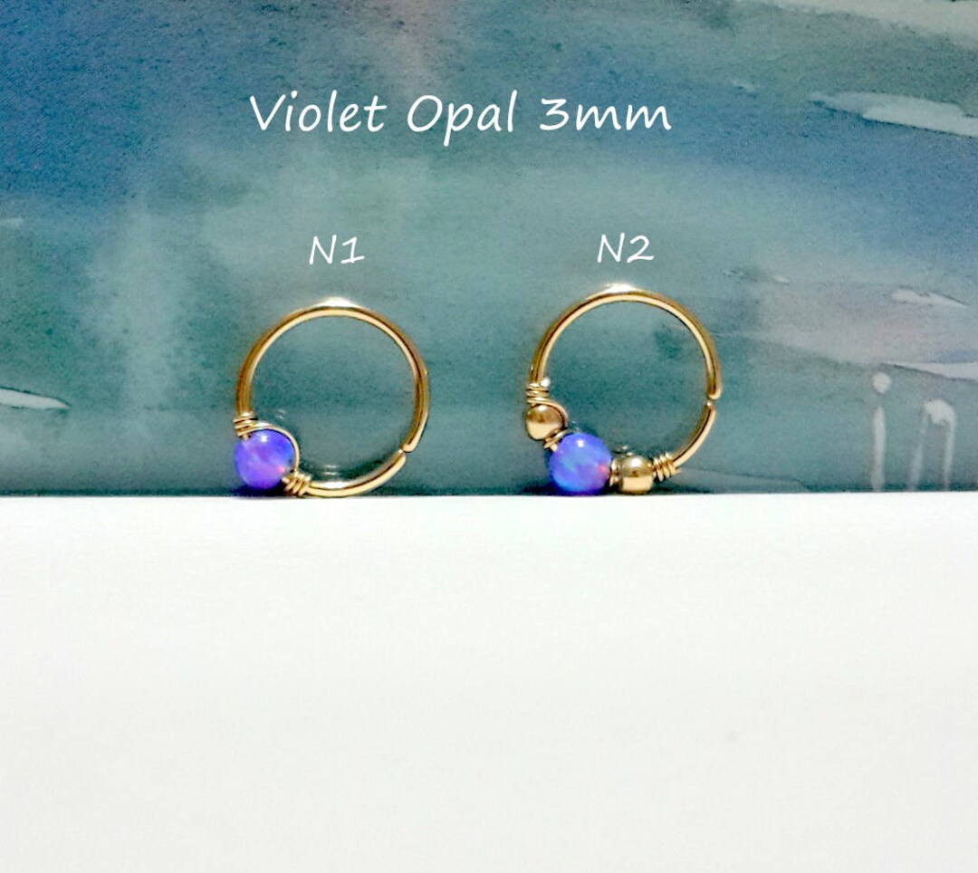 14K Gold Filled Violet Opal Septum Ring: 16g 18g 20g 22g,gift, Black ...