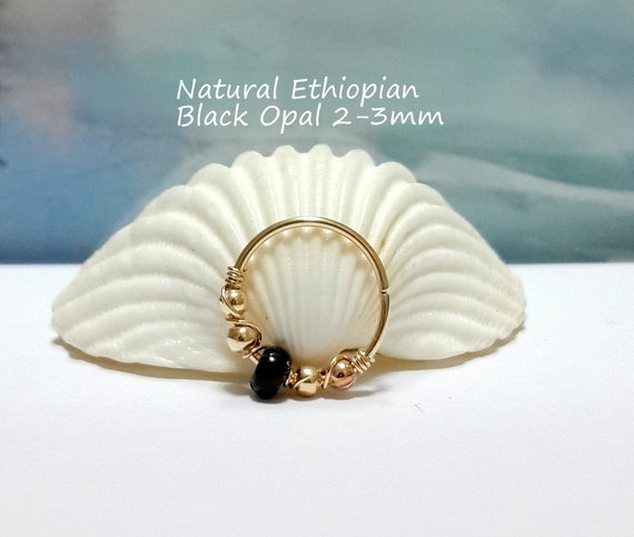 Natural Black Opal 2-2.5mm Conch Piercing Gold Conch Ring | Etsy