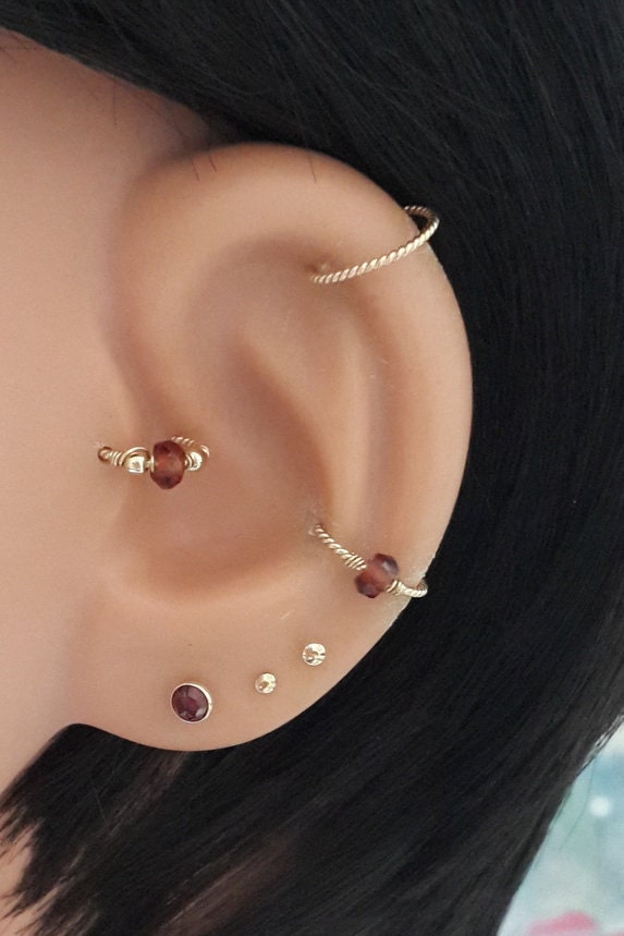 Diamond Cut Helix Hoop 16g 18g 20g 22g 14K Solid Yellow Gold - Etsy