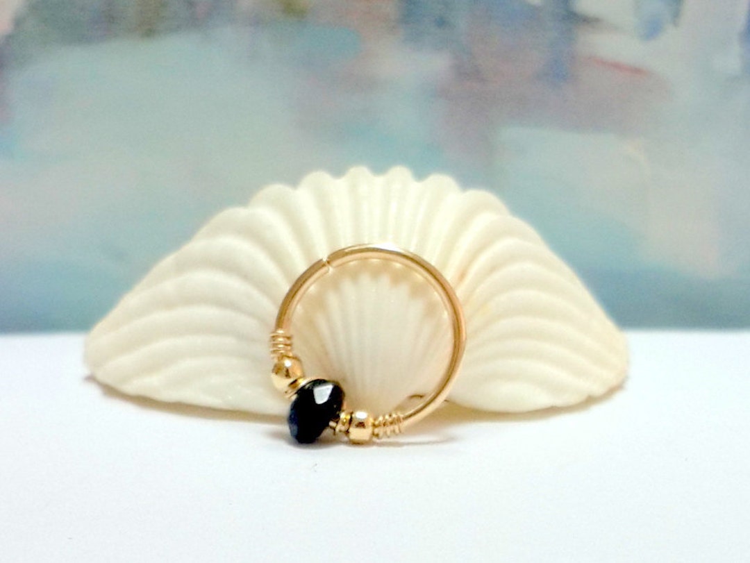 Christmas Sale Onyx Septum Ring - Gold Daith Ring- Black Onyx Septum ...
