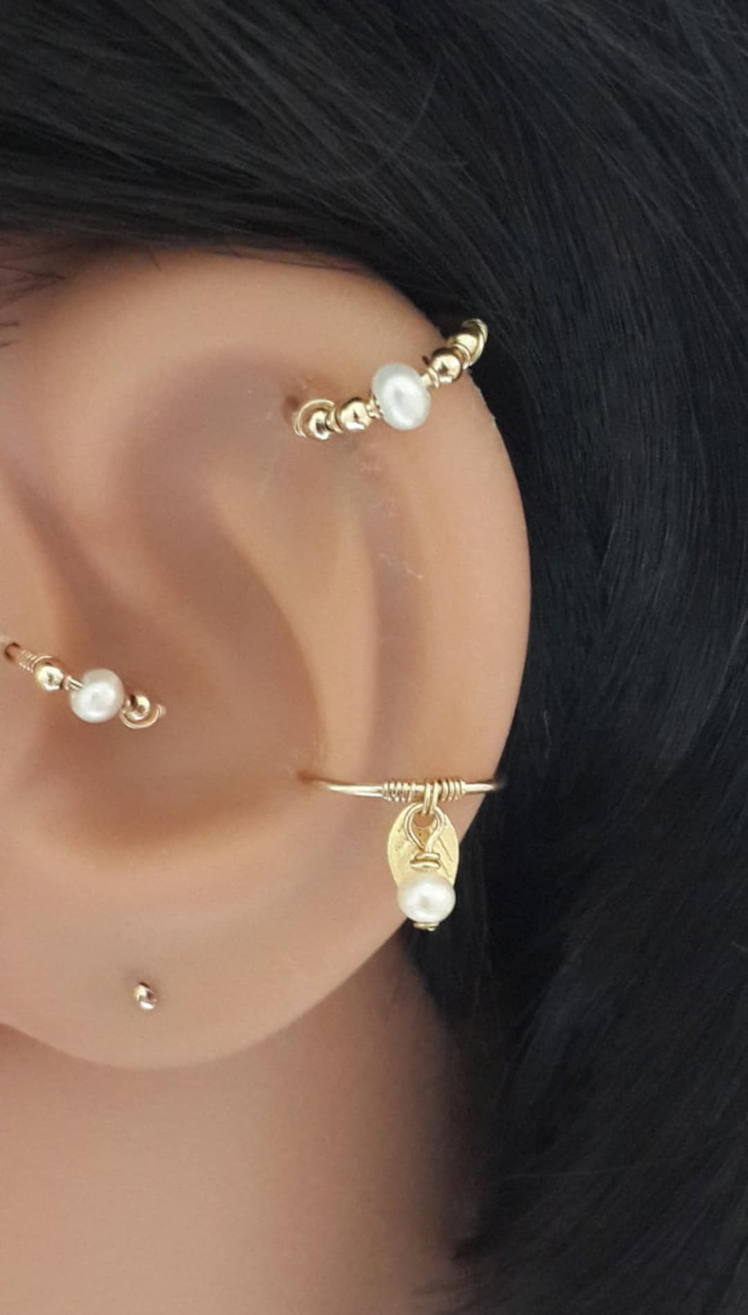 Freshwater Pearl Cartilage Earring: 14k Gold Filled Helix Piercing,24 ...