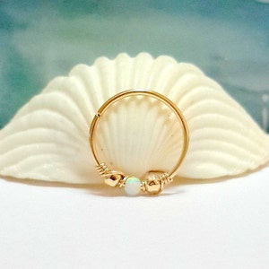 White Opal 2mm Septum Ring, Nose Piercing,20 - 22 Gauge, 6 - 10mm Inner ...