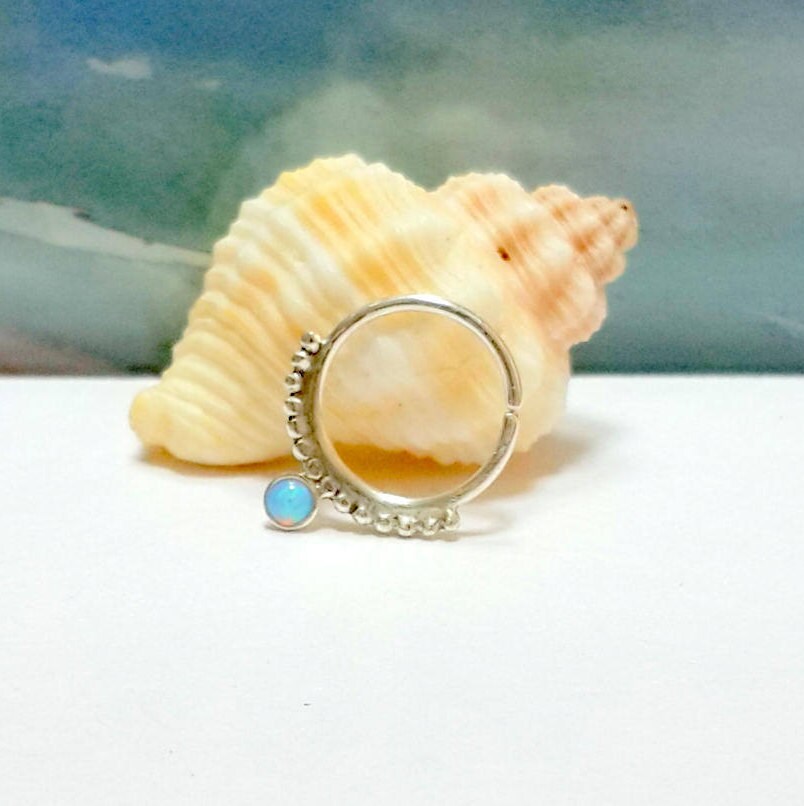 925 Sterling Silver Fire Opal septum ring opal tragus | Etsy