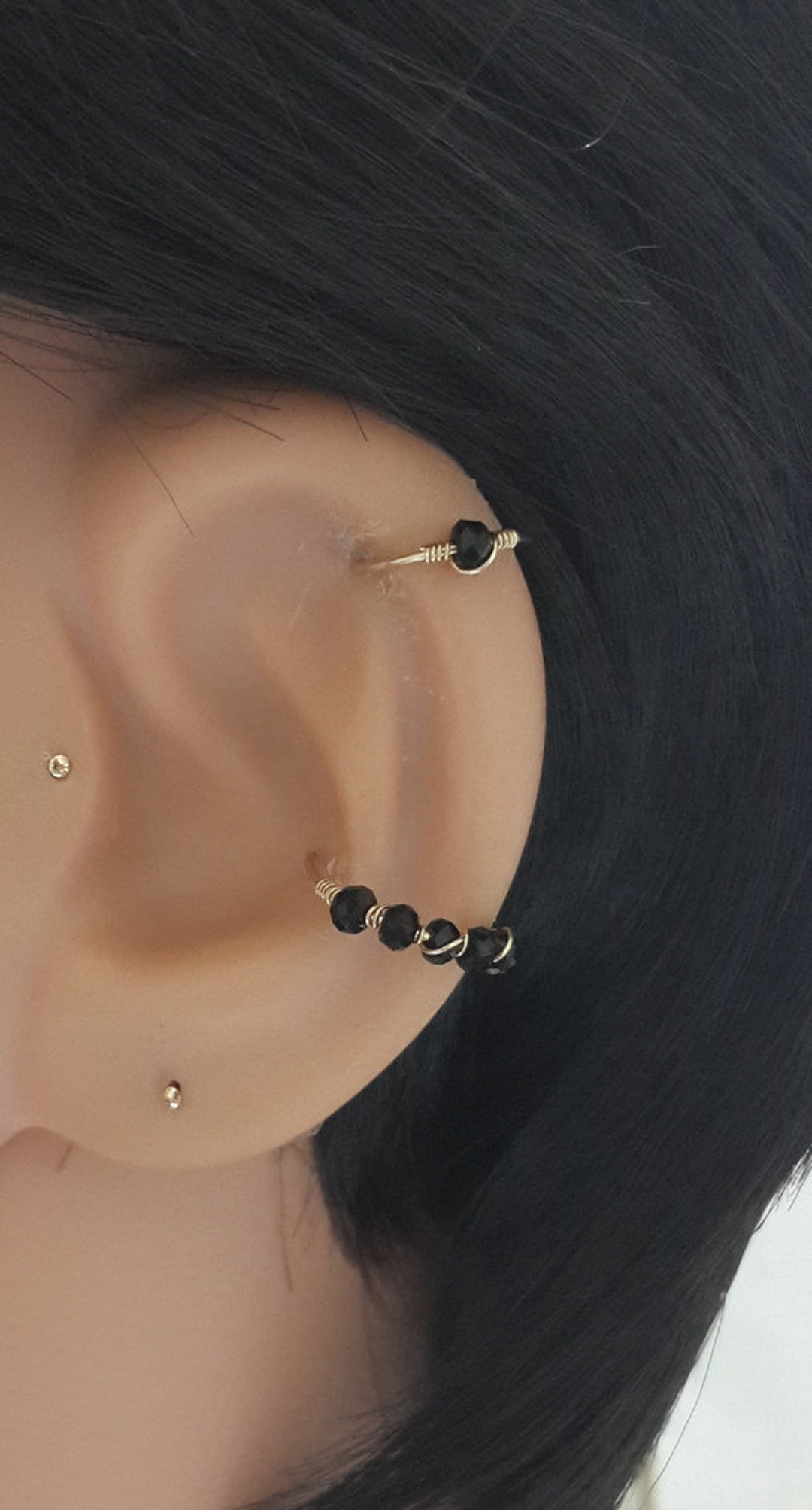 Black Onyx Conch Hoop Earring: 14k Gold Filled Piercing Jewelry,22-16 ...
