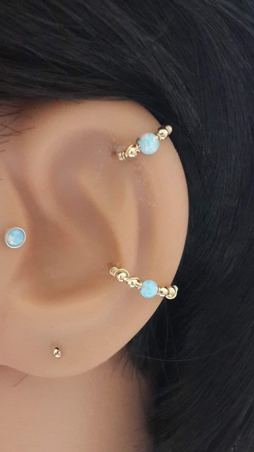 Light-blue Opal Conch Piercing,gold Conch Earring,silver Conch Ring ...