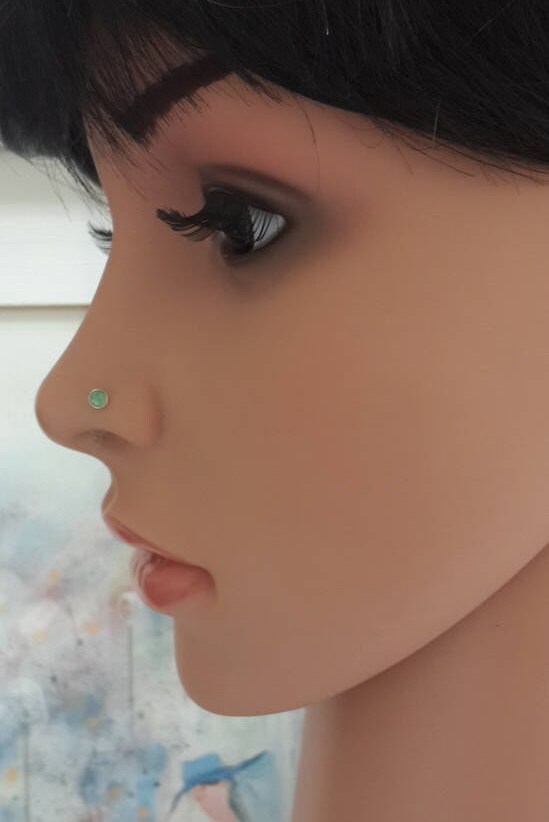 Gemstone Brazilian Emerald Nose Stud16g 18g 20g 22gsilver | Etsy