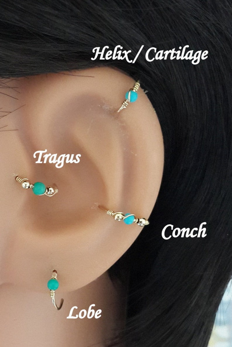 Fire White Opal Tragus Hoop Silver Tiny Tragus Ring Gold - Etsy